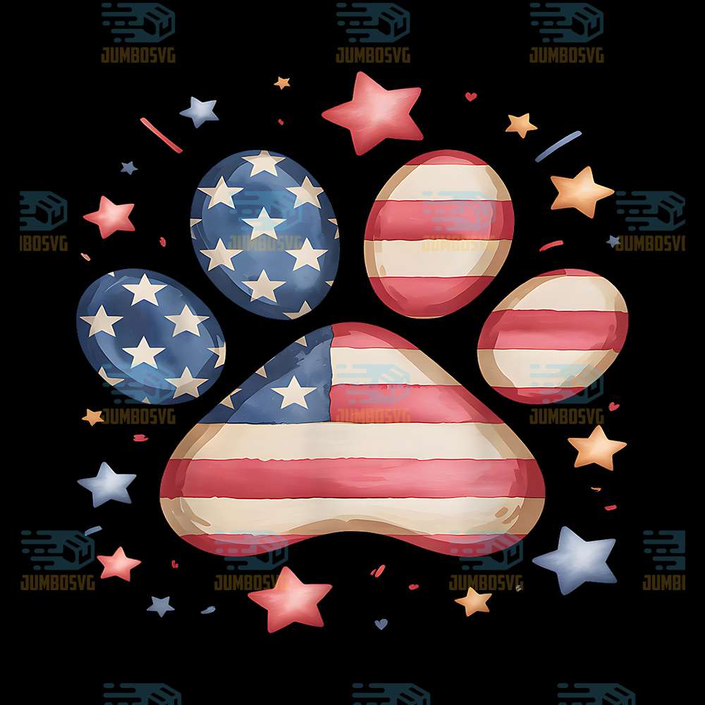 American Flag Patriotic Dog & Cat Paw Print 4th Of July Dog Png – JUMBOSVG