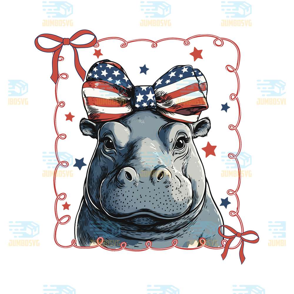 Hippo Coquette 4th Of July Png – JUMBOSVG