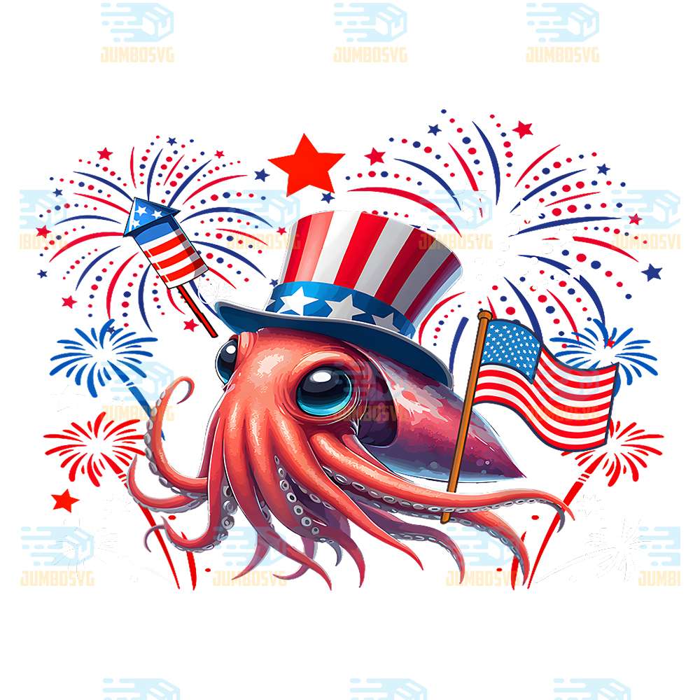 Squid 4th July US Flag Fireworks Sea Png – JUMBOSVG